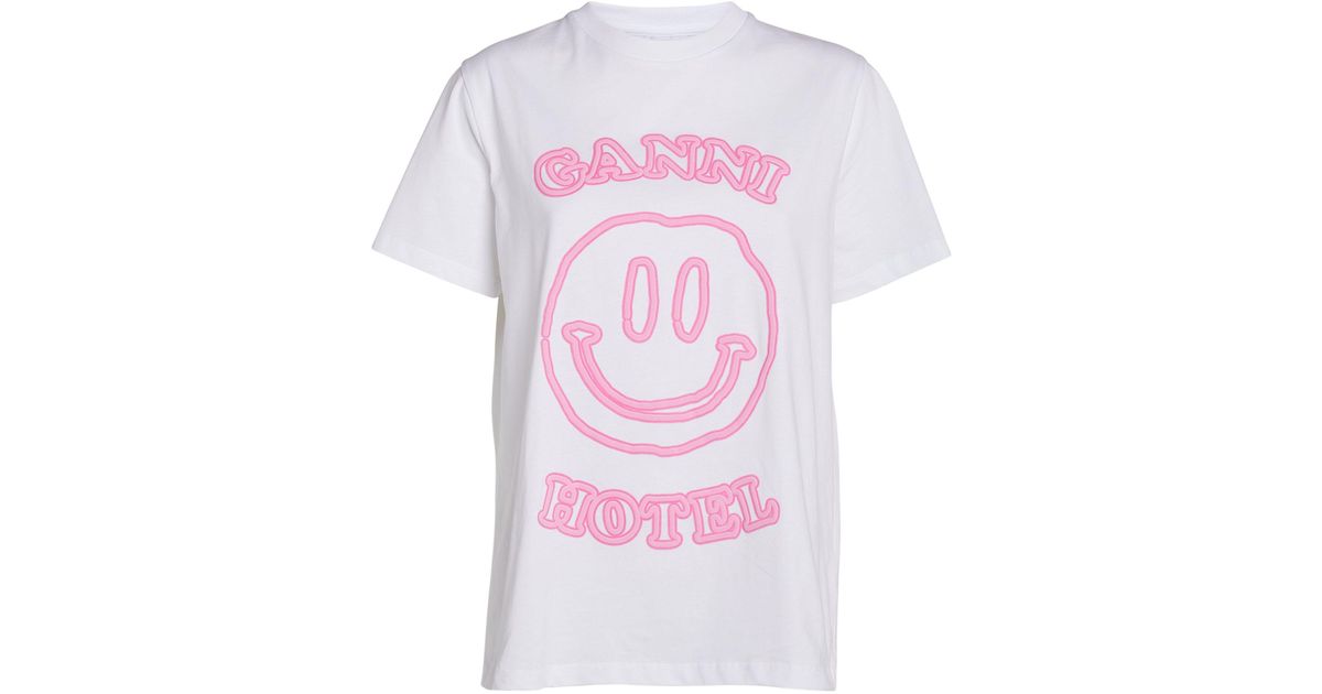 Ganni Cotton Smiley Face Graphic T-shirt in White | Lyst Ganni Cotton Smiley Face Graphic T-shirt in White | Lyst