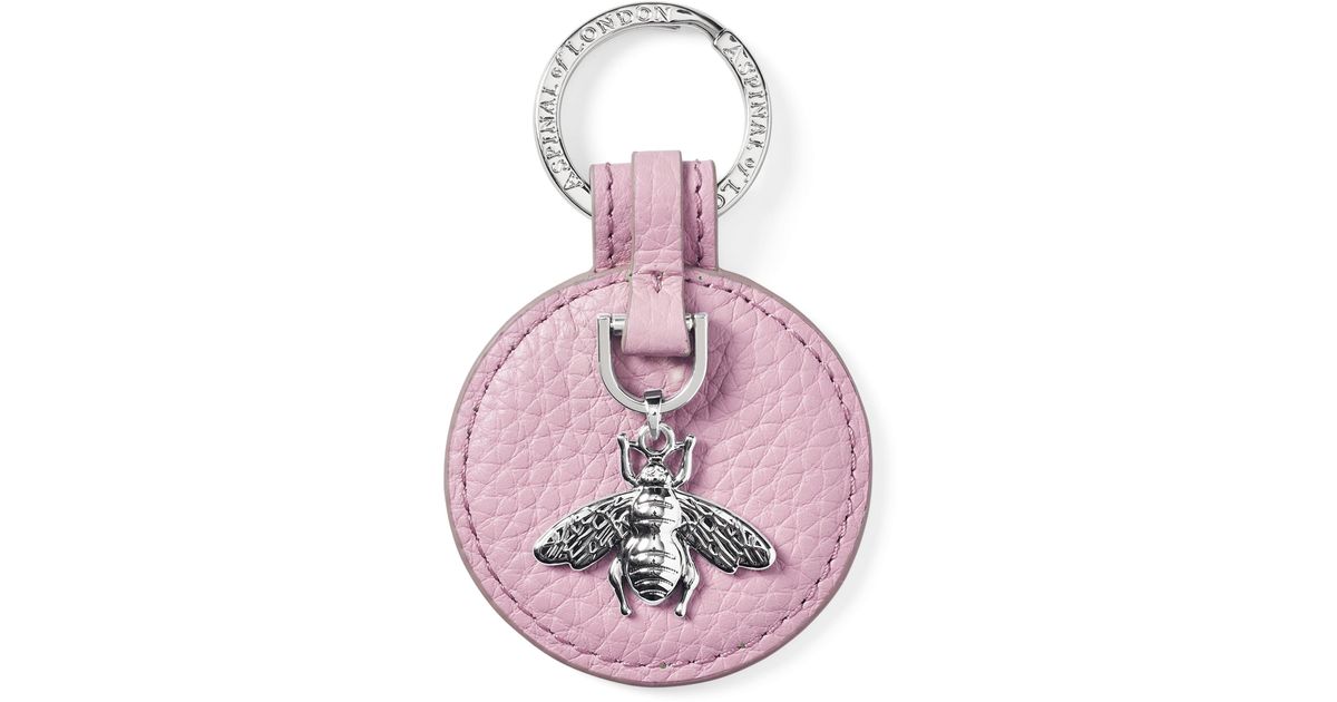 Aspinal of London Leather Bee Keyring in Pink | Lyst