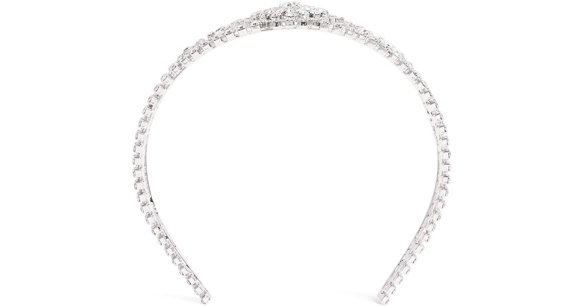 Jennifer Behr Crystal Clarabow Headband in White | Lyst UK