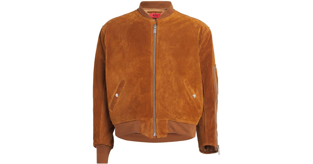 424 Suede Military Bomber Jacket in Brown for Men | Lyst