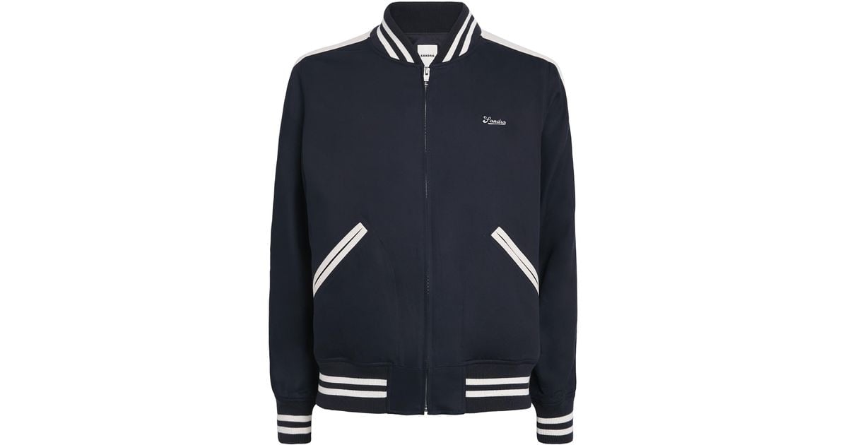 Sandro Varsity Bomber Jacket in Blue for Men | Lyst UK