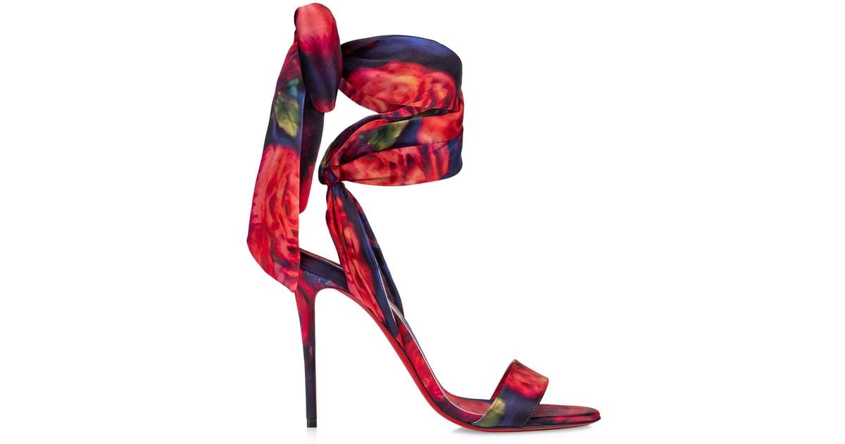 Christian Louboutin Sandale Du Désert Silk Sandals 100 in Red | Lyst