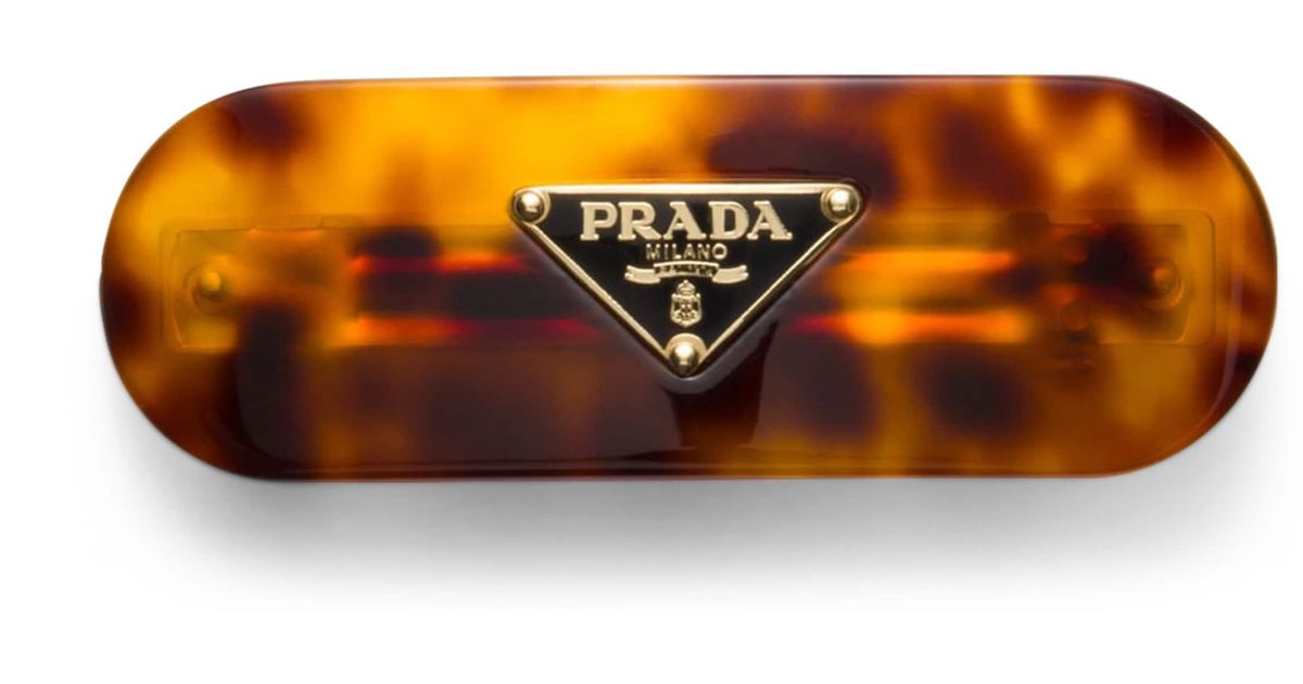 Prada Logo Hair Clip in Orange | Lyst UK