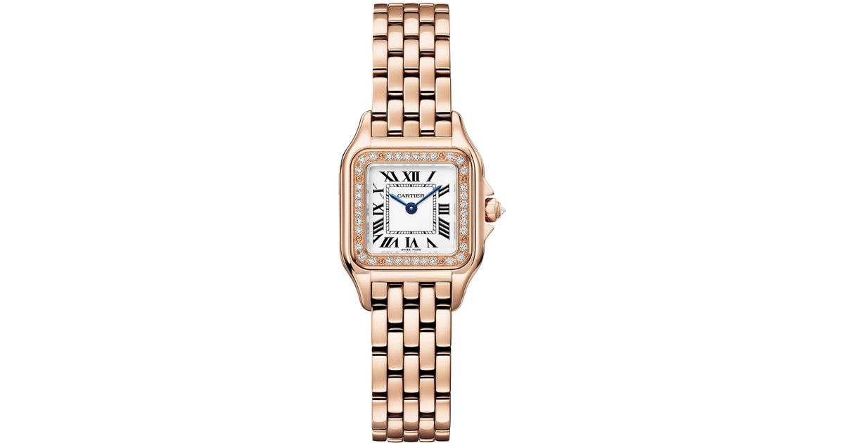 Cartier Small Rose And Diamond Panthère De Watch in Metallic | Lyst UK