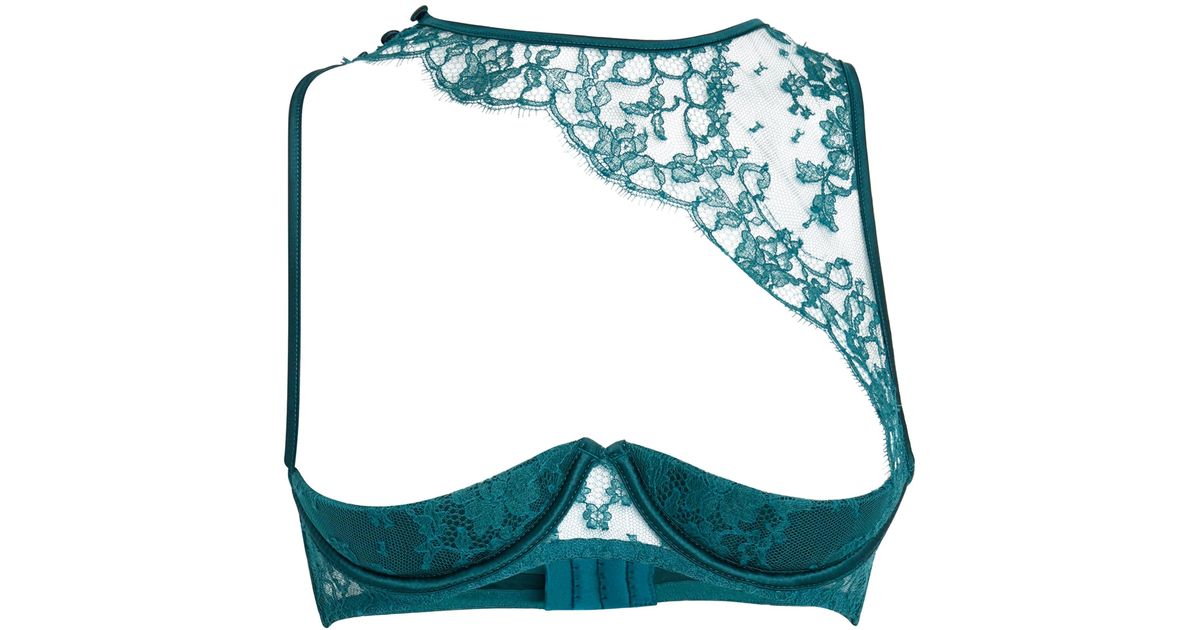 Coco De Mer Lace-Silk Quarter-Cup Nilima Bra in Blue | Lyst