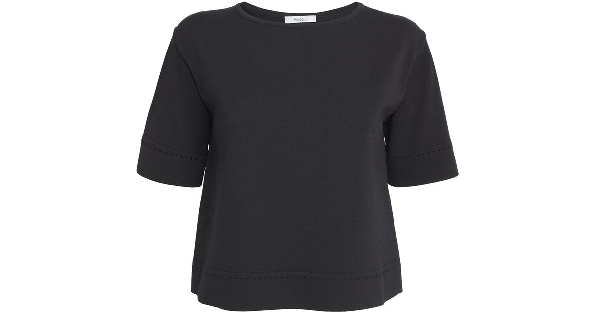 Max Mara Stretch Perforated-Detail Crop Top in Black | Lyst