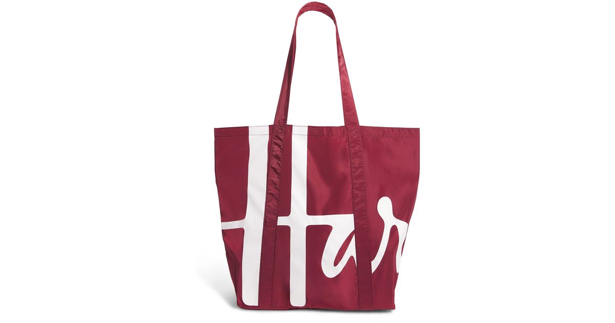 Harrods Logo Pocket Shopper Bag in Red | Lyst