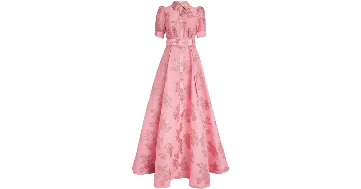 Rebecca Vallance Belted Annette Button Gown in Pink | Lyst