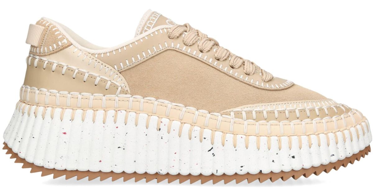 Chloé Suede Nama Runner Sneakers in Natural | Lyst