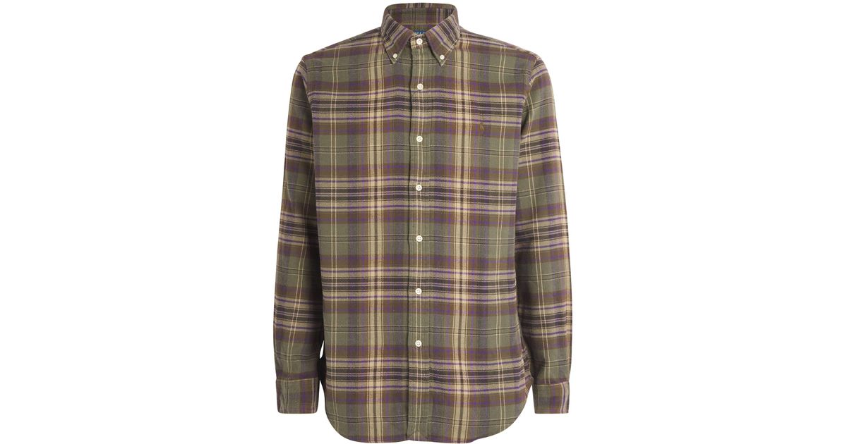 Polo Ralph Lauren Flannel Work Shirt in Brown for Men | Lyst