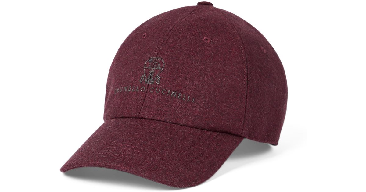 Brunello Cucinelli Wool Flannel Baseball Cap in Red for Men | Lyst UK