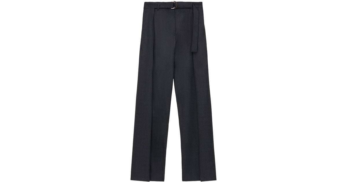 Loewe Wool Check Belted Trousers in Blue | Lyst UK
