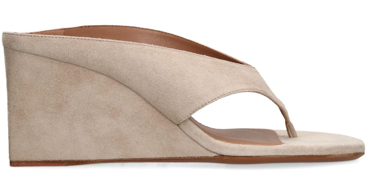 Alaïa Suede Cube Wedge Sandals 75 in Brown | Lyst