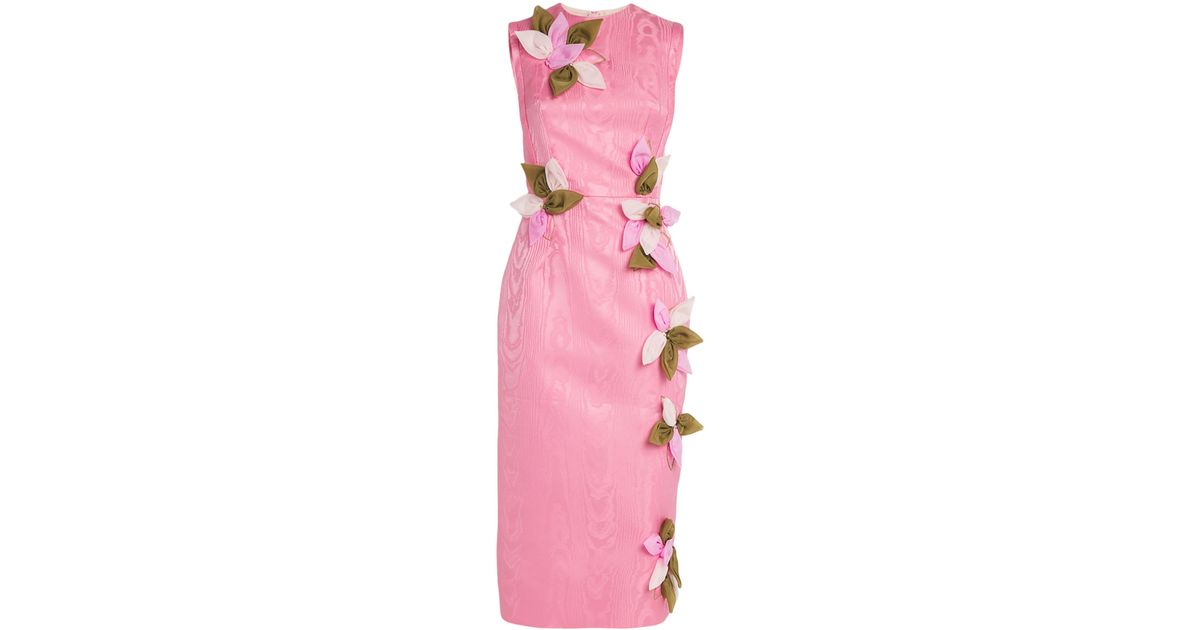 Emilia Wickstead Embellished Cappia Midi Dress in Pink | Lyst