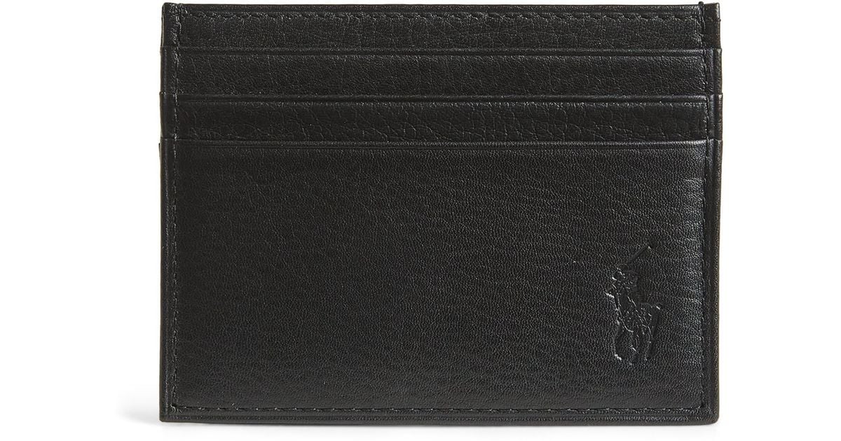 Polo Ralph Lauren Leather Logo Card Holder in Black for Men | Lyst UK