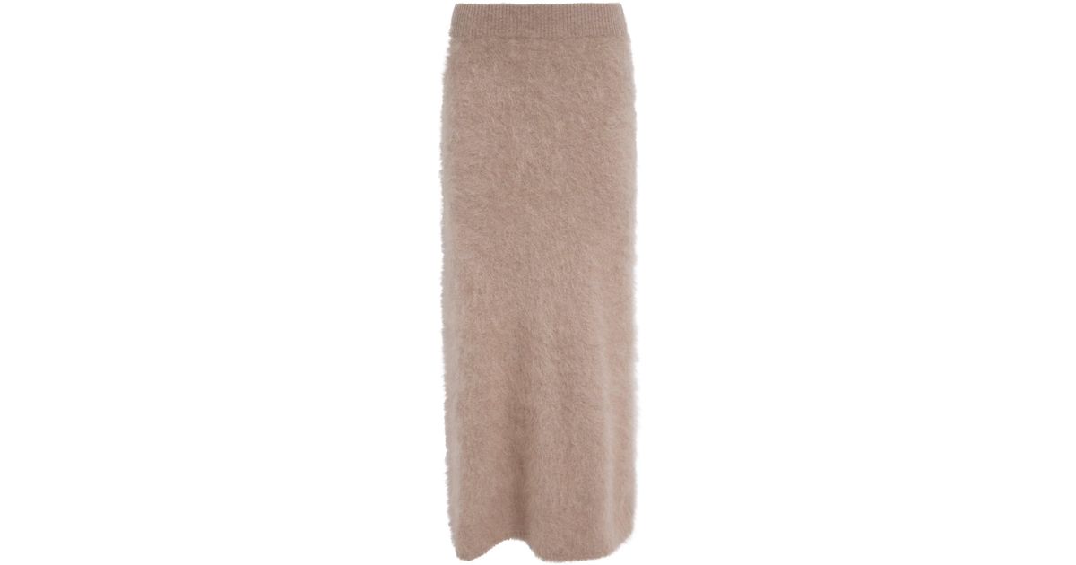 Almada Label Brushed Cashmere Umi Midi Skirt in Brown | Lyst