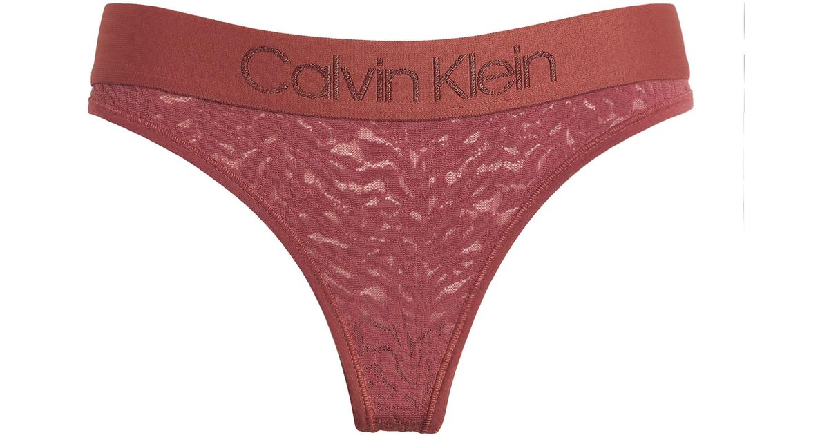 Calvin Klein Lace Intrinsic Thong in Red | Lyst