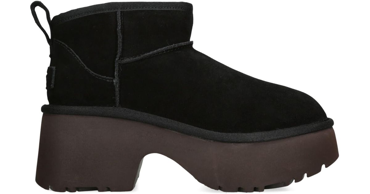 UGG Suede Classic Ultra Mini New Heights Boots 70 in Black | Lyst