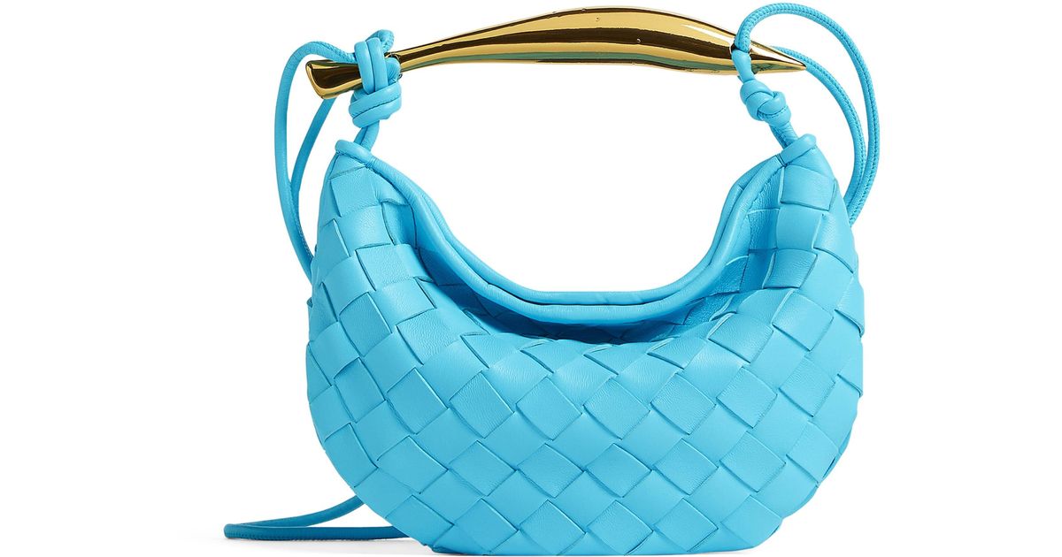 Bottega Veneta Baby Leather Sardine Top-Handle Bag in Blue | Lyst