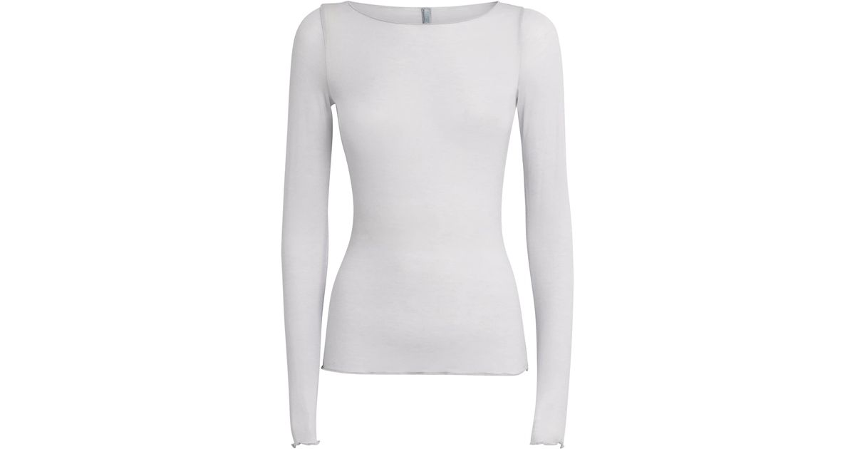 Skims Modal-Blend Boat-Neck T-Shirt in Grey | Lyst UK