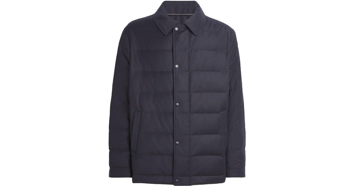 Yves Salomon Wool-Silk Down Storm System Utility Jacket in Blue for Men ...