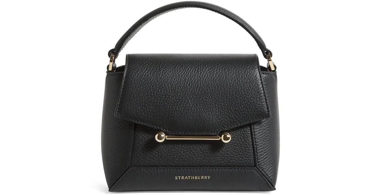 Strathberry Nano Leather Mosaic Top-Handle Bag in Black | Lyst UK