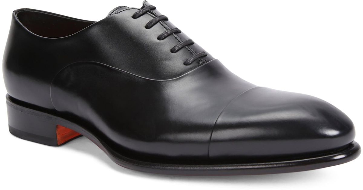 Santoni Leather Carter Oxford Shoes in Black for Men | Lyst