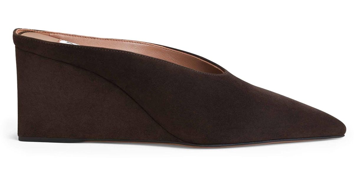 Alaïa Suede Cube Wedge Mules 75 in Brown | Lyst