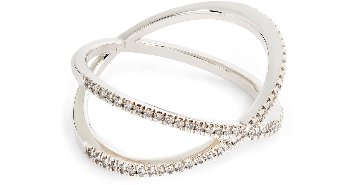 Eva Fehren Platinum And Diamond Fine Shorty Ring in White | Lyst UK