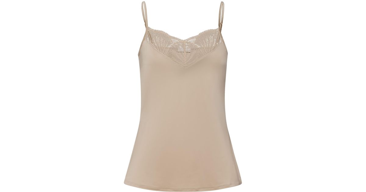 Hanro Satin Lace-Trim Lilith Camisole in Brown | Lyst UK