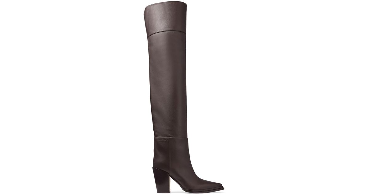 Jimmy Choo Cece 80 Leather Over-The-Knee Boots in Brown | Lyst