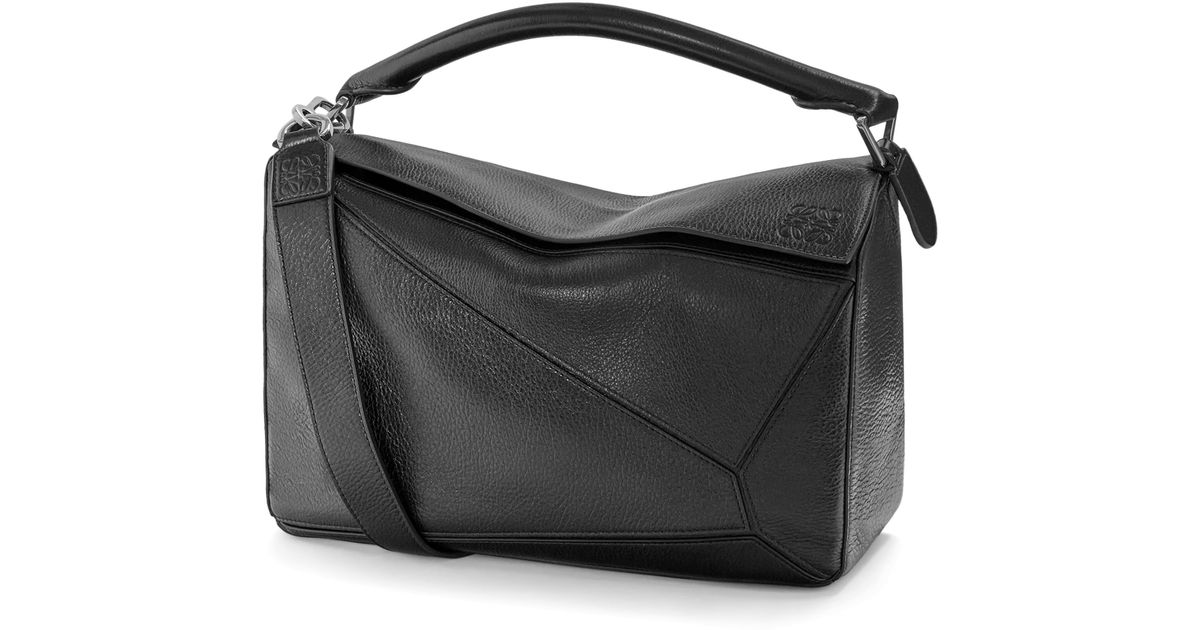Loewe Large Leather Puzzle Top-Handle Bag in Black for Men | Lyst