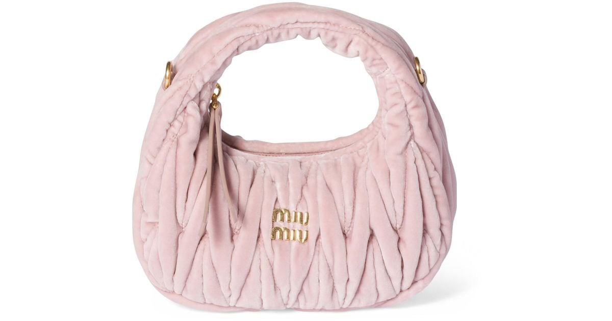 Miu Miu Mini Velvet Wander Top-Handle Bag in Pink | Lyst UK