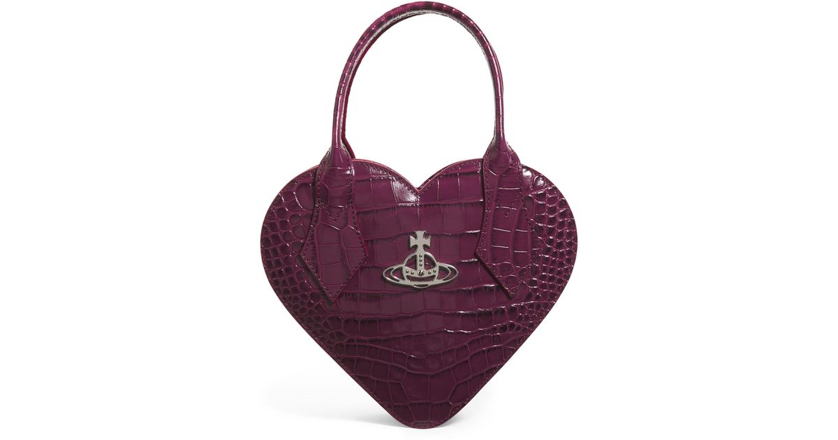 Vivienne Westwood Leather Croc-Embossed Josephine Heart Bag in Purple | Lyst