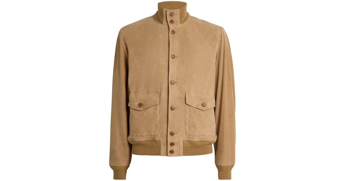 Polo Ralph Lauren Suede Bomber Jacket in Brown for Men | Lyst