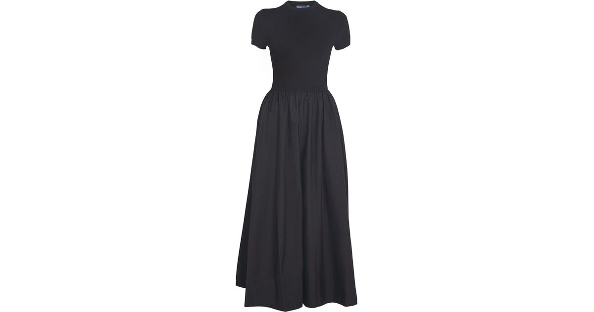 Polo Ralph Lauren Knit-Top Midi Dress in Black | Lyst