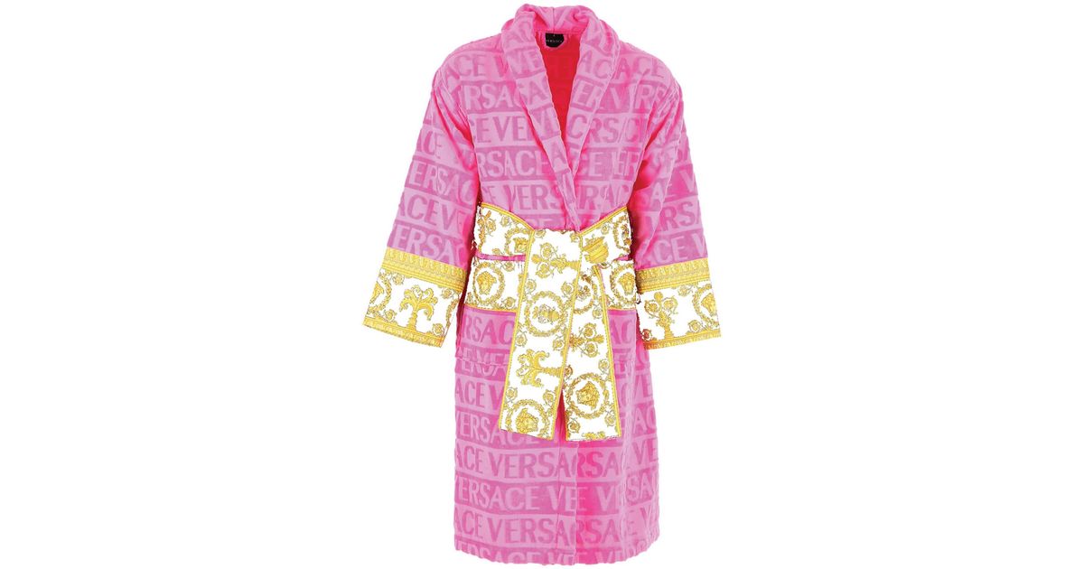 Versace Baroque Logo Robe in Pink | Lyst