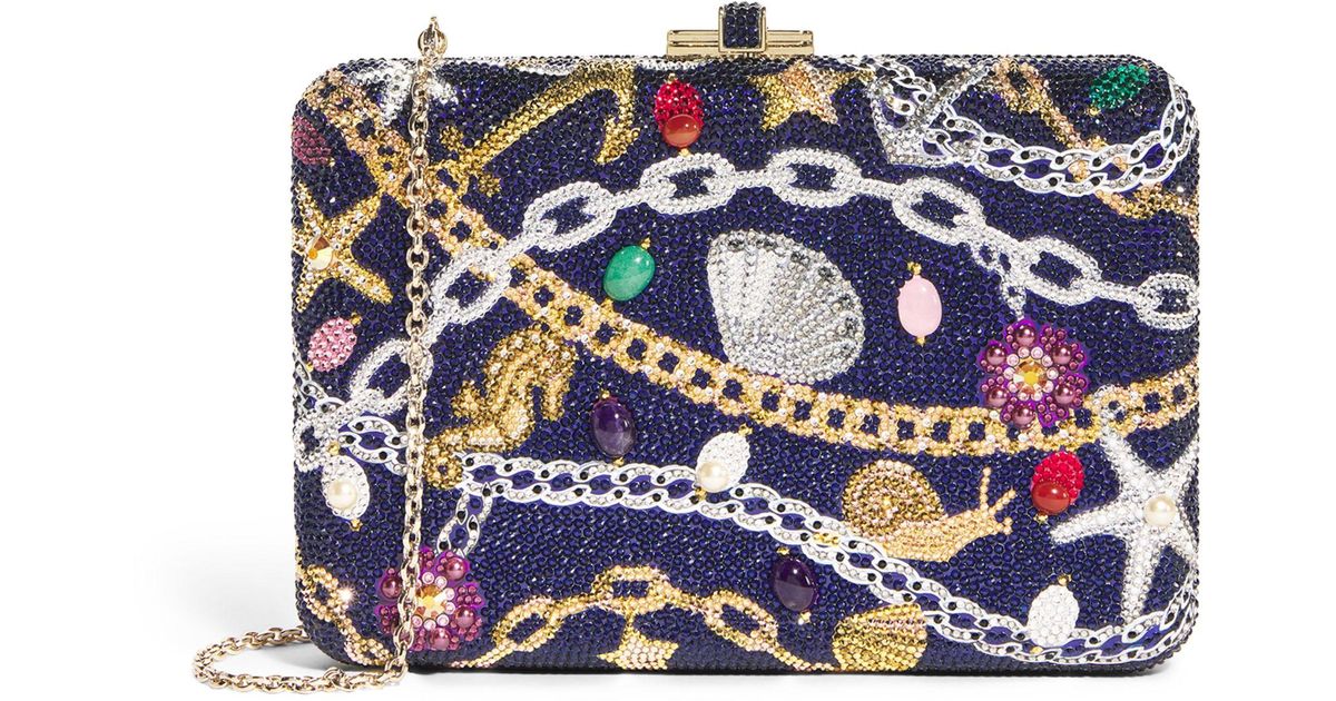 Judith Leiber Slim Slide Nautical Chain Clutch Bag in Blue | Lyst