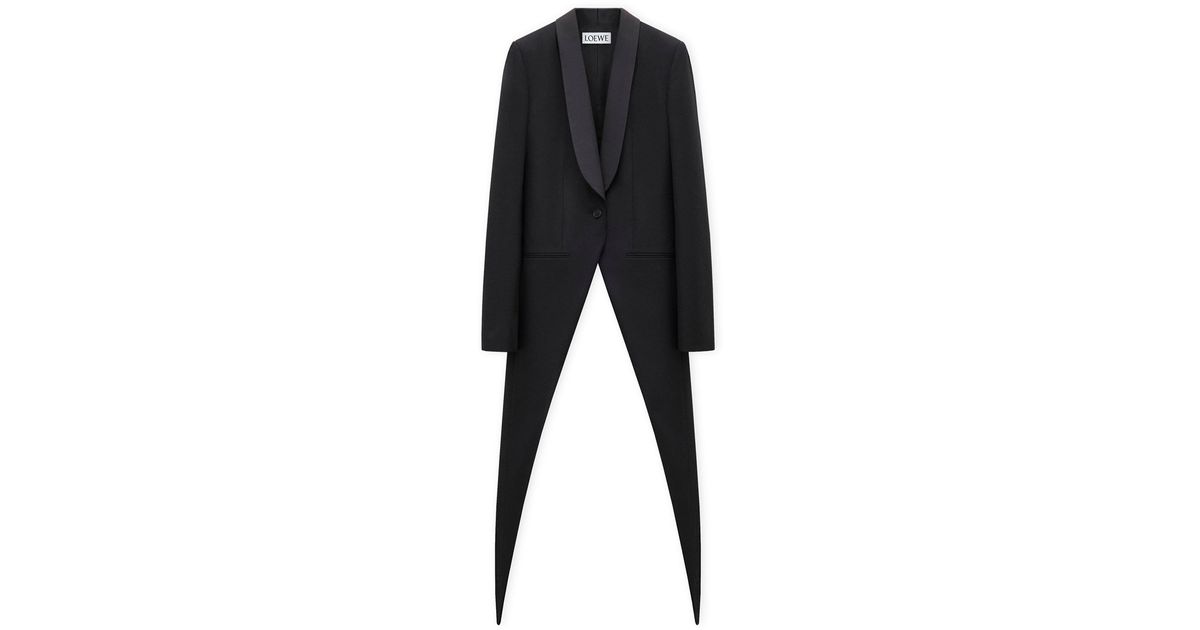 Loewe Wool-Blend Twill Tail Jacket in Black | Lyst
