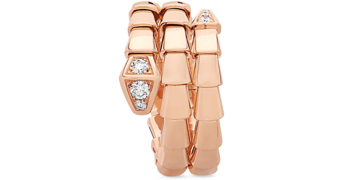 BVLGARI Rose And Diamond Serpenti Viper Ring in Pink | Lyst UK