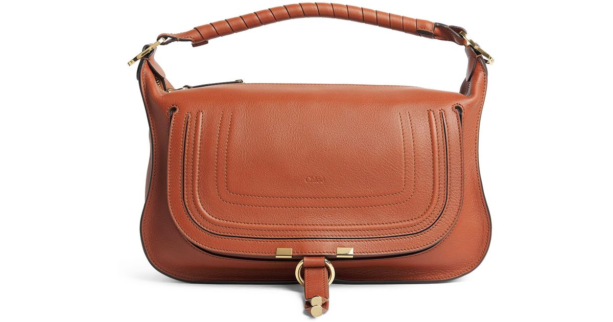 Chloé Small Leather Marcie Shoulder Bag in Brown | Lyst
