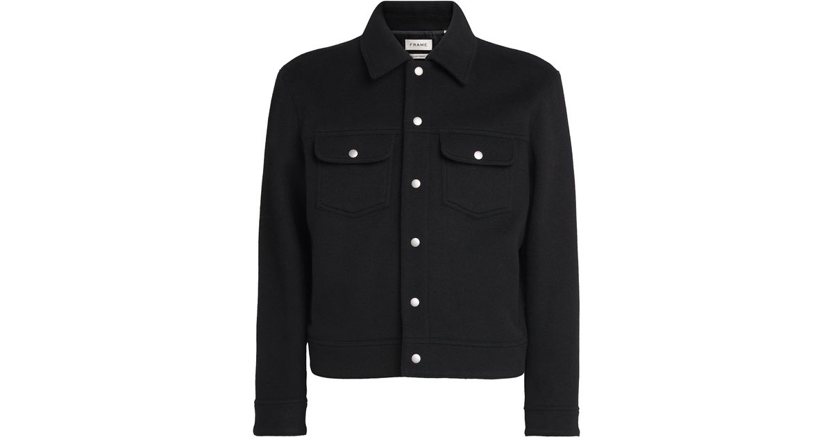 FRAME Wool-Blend Trucker Jacket in Black for Men | Lyst