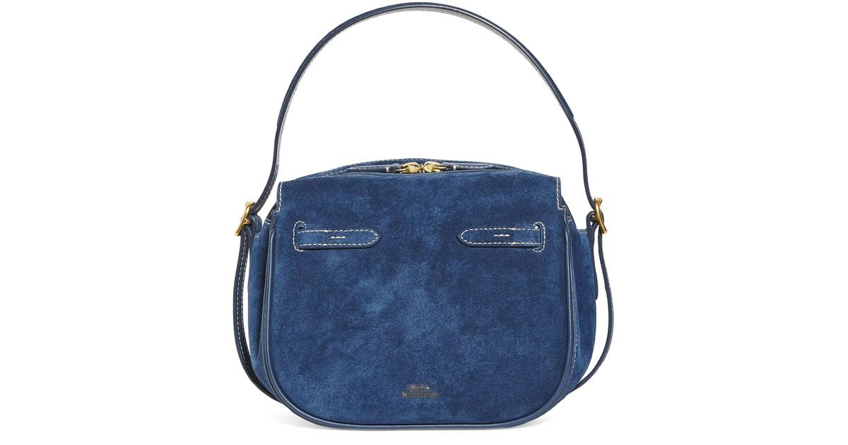 Polo Ralph Lauren Mini Suede Id Satchel Bag in Blue | Lyst