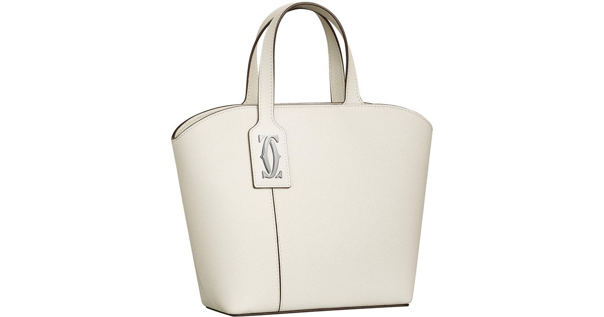 Cartier Mini Leather C De Tote Bag in White | Lyst UK