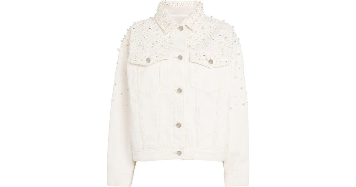 FRAME The Pearl Denim Jacket in White | Lyst