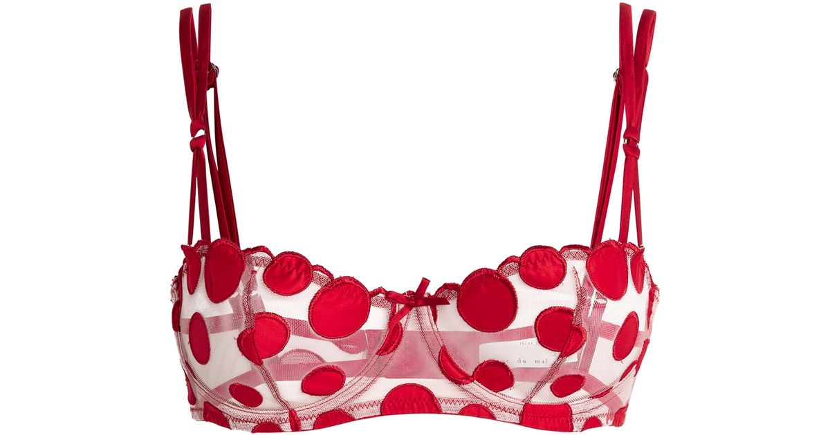 Fleur du Mal Some Like It Dot Balconette Bra in Red | Lyst