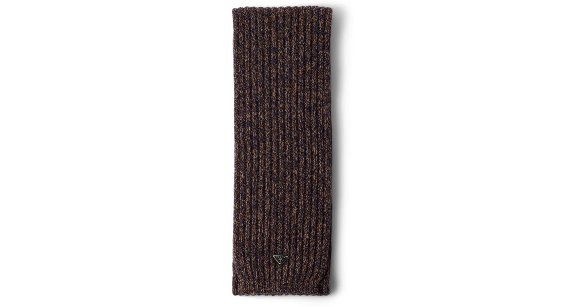 Prada Wool-Cashmere Logo Scarf in Brown for Men | Lyst UK