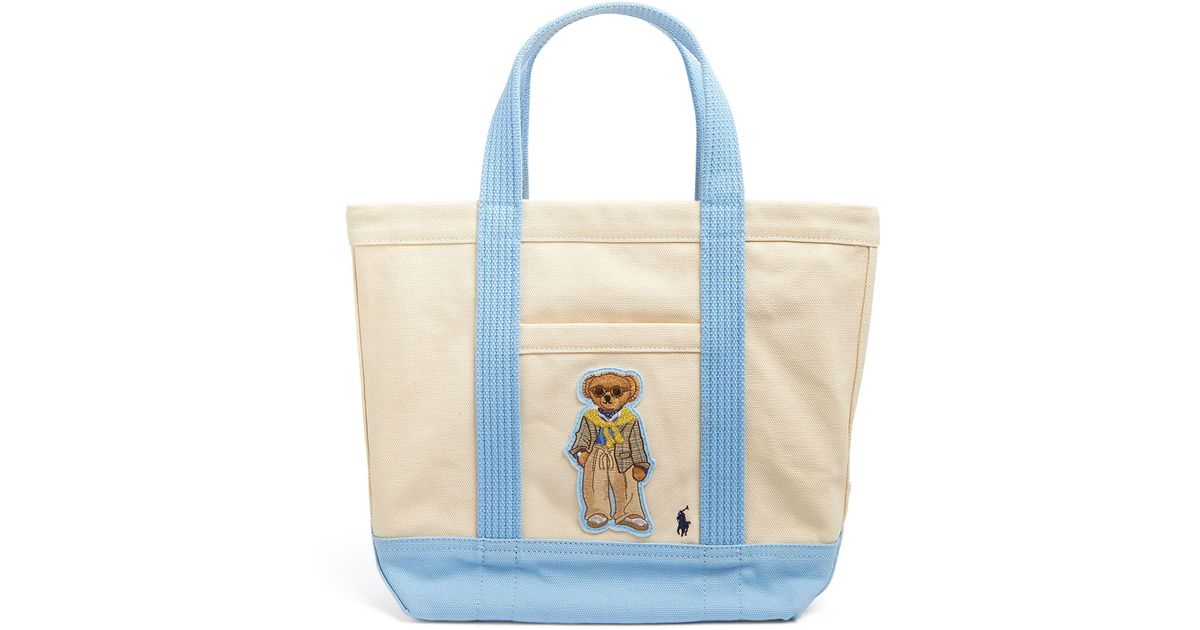 Polo Ralph Lauren Small Polo Bear Tote Bag in Blue | Lyst UK