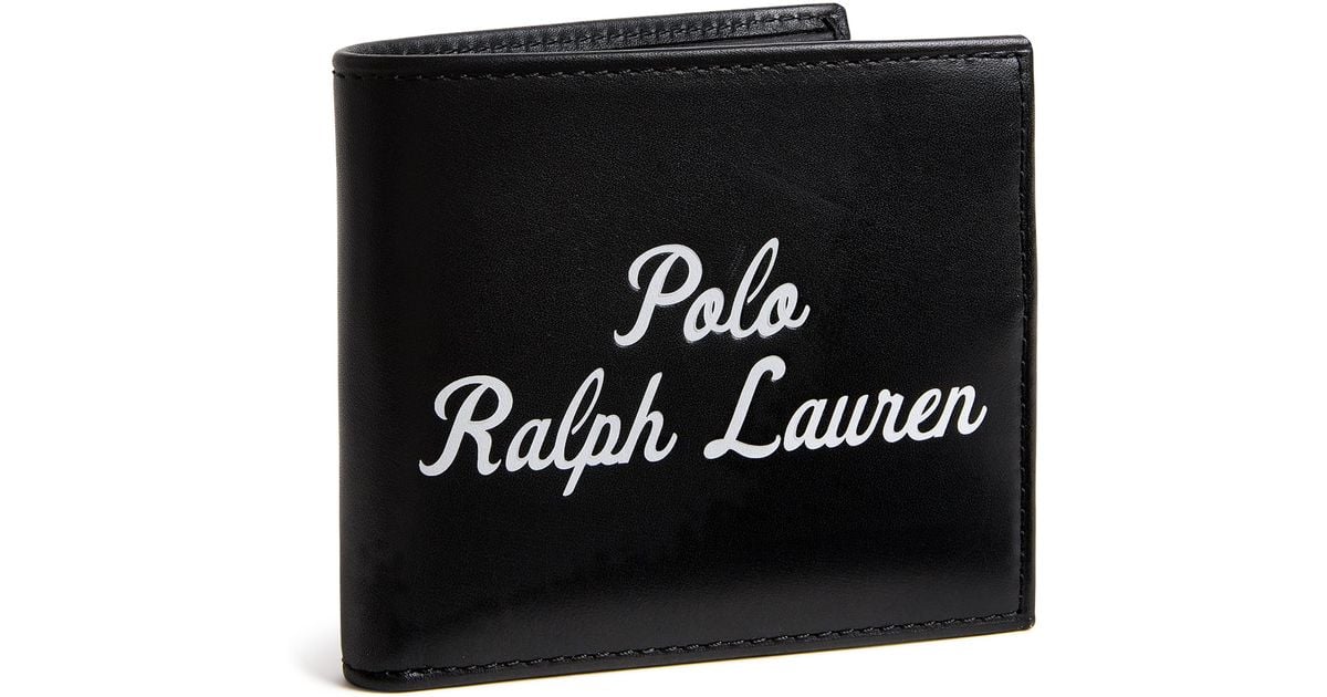 Polo Ralph Lauren Leather Logo Bifold Wallet in Black for Men | Lyst