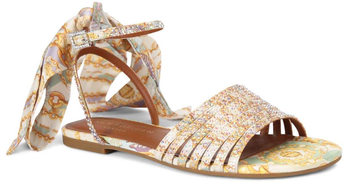Kurt Geiger Pierra Scarf Sandals in Natural | Lyst